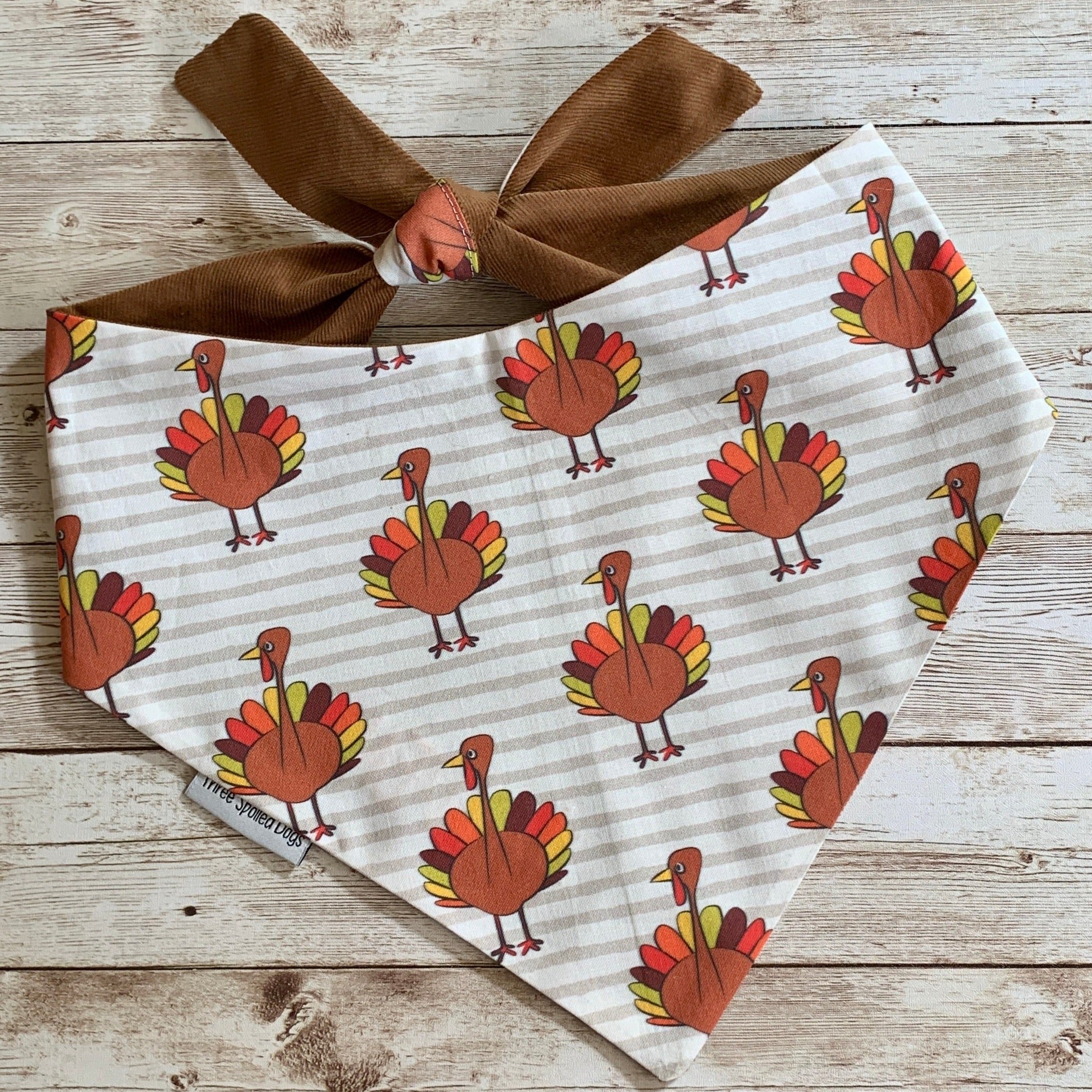 Personalized Thanksgiving Bandanas Handmade – Three Spoiled Dogs Boutique